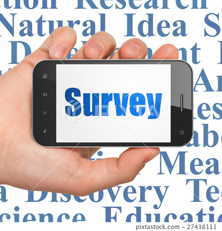 Science concept: Hand Holding Smartphone with - Stock Illustration ...