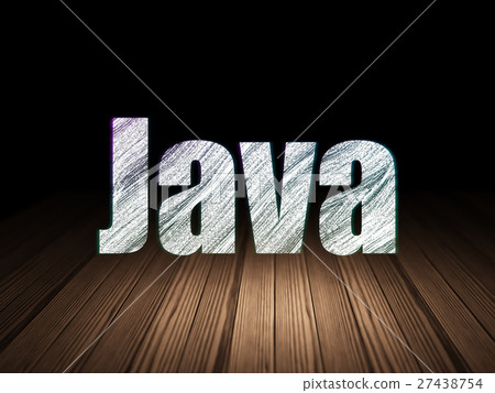 Software concept: Java in grunge dark room - Stock Illustration ...