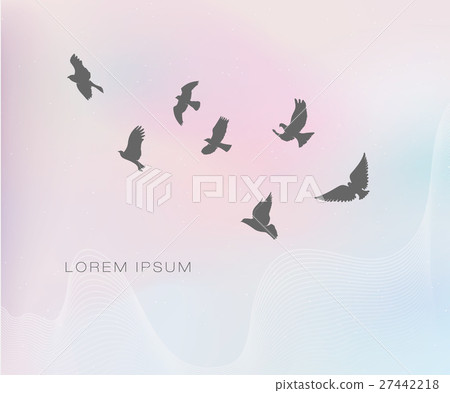 flying birds in pastel - Stock Illustration [27442218] - PIXTA