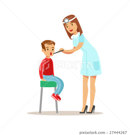 Kid On Medical Check-Up With Female Pediatrician - Stock Illustration ...