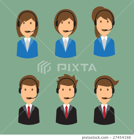 cartoon man and woman service and call center. - Stock Illustration ...