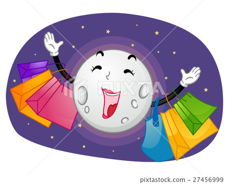 Mascot Moon Shopping - Stock Illustration [27456999] - PIXTA