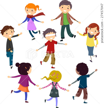 Stickman Kids Blindfold Chase Game - Stock Illustration [27457047] - PIXTA