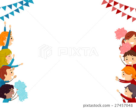 Stickman Kids Blue Red Team Border - Stock Illustration [27457048] - PIXTA