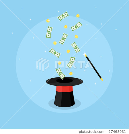 magic hat and money - Stock Illustration [27468981] - PIXTA