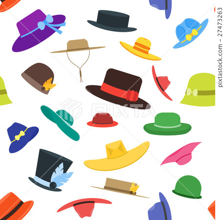Hats Set Fashion Background Pattern. Vector - Stock Illustration ...