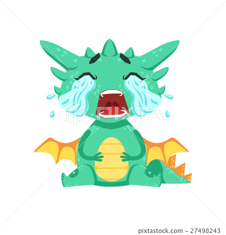 Little Anime Style Baby Dragon Crying Out Loud - Stock Illustration ...