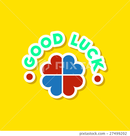 paper sticker on stylish background good luck logo - Stock Illustration ...