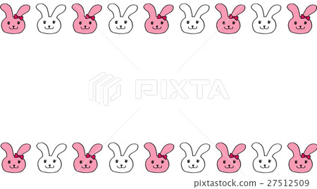 A line of white and pink rabbits - Stock Illustration [27512509] - PIXTA