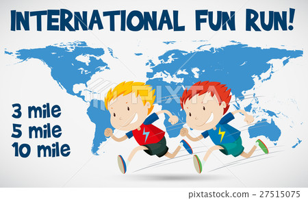 International fun run poster with runners - Stock Illustration ...