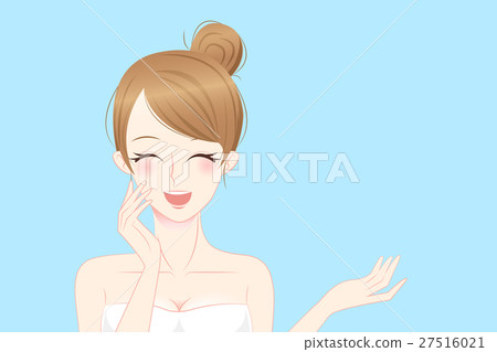 cartoon woman show something - Stock Illustration [27516021] - PIXTA
