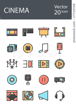 Office icons set in retro style with mixed color - Stock Illustration ...