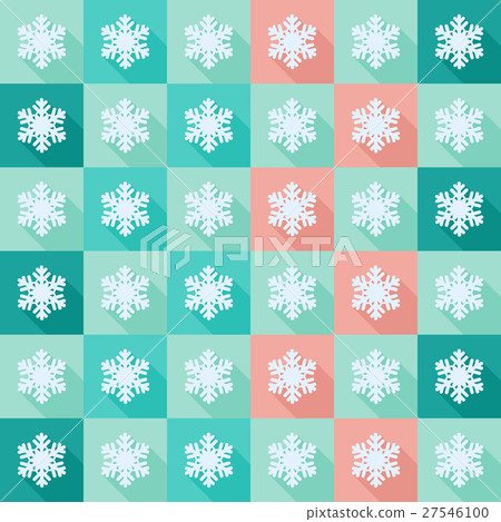 Seamless pattern with flat snowflakes - Stock Illustration [27546100 ...