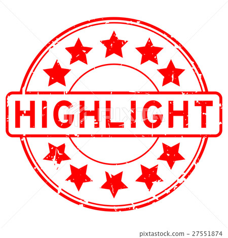 Grunge red highlight with star icon round stamp - Stock Illustration ...