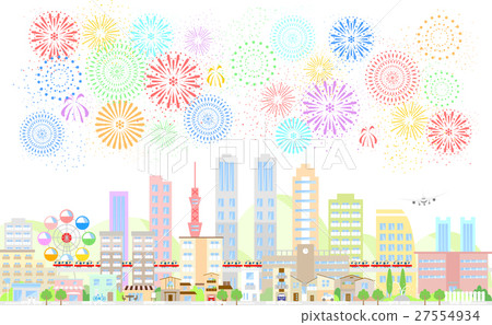 City fireworks - Stock Illustration [27554934] - PIXTA