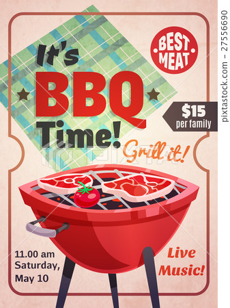 Barbecue Time Restaurant Poster - Stock Illustration [27556690] - PIXTA