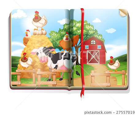 Book with farm scene full of animals - Stock Illustration [27557019 ...