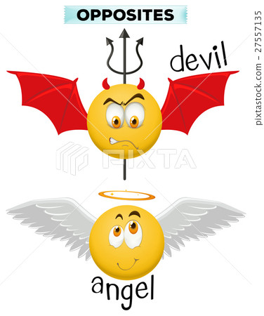 Opposite words with devil and angel - Stock Illustration [27557135] - PIXTA