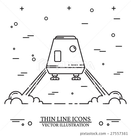 Space module landing on Mars the white background - Stock Illustration ...