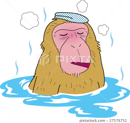 A monkey entering a hot spring - Stock Illustration [27578752] - PIXTA
