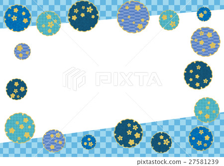 Japanese style frame of blue Japanese pattern... - Stock Illustration ...