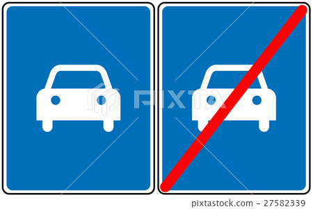 Road for car sign,vector blue symbol. Only car - Stock Illustration ...