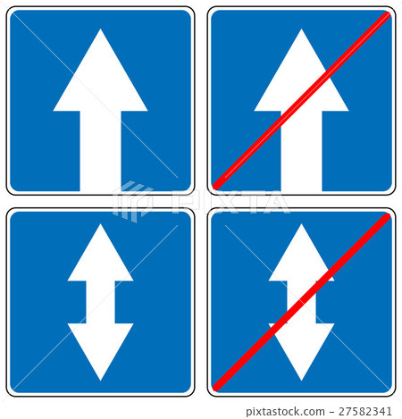 Ahead Only, one way traffic sign, Drive Straight - Stock Illustration ...