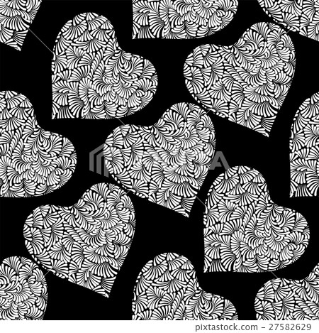 Silver hearts seamless vector pattern - Stock Illustration [27582629 ...