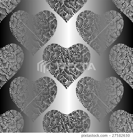 Silver hearts seamless vector pattern-插圖素材 [27582630] - PIXTA圖庫
