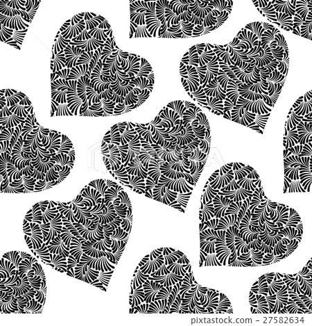 Silver hearts seamless vector pattern - Stock Illustration [27582634 ...