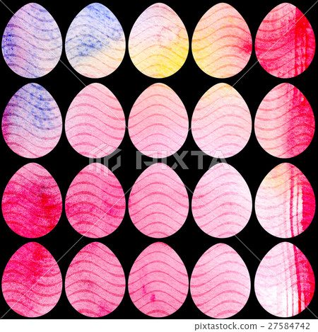Hand drawn watercolor pattern with Easter eggs. - Stock Illustration ...