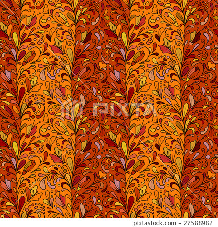 Colorful hand drawn vector seamless floral pattern - Stock Illustration ...