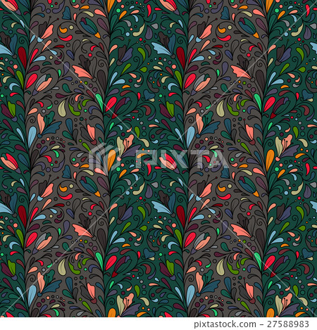 Colorful hand drawn vector seamless floral pattern - Stock Illustration ...