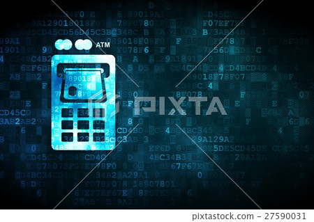 Currency concept: ATM Machine on digital - Stock Illustration [27590031 ...