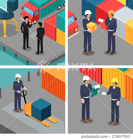 Set of Dock Workers at Warehouse. Vector - Stock Illustration [27607593 ...