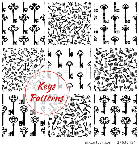 Keys seamless vector patterns set - Stock Illustration [27636454] - PIXTA