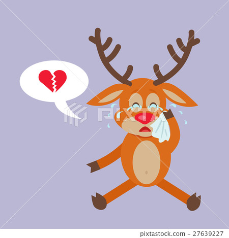 Deer Crying for Broken Heart Reindeer Disappointed - Stock Illustration ...