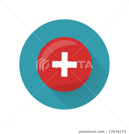 Red Cross Icon on Button. First Medical Aid Sign - Stock Illustration ...