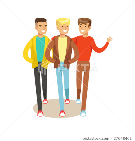 Three Happy Best Friends Going Out , Part Of - Stock Illustration ...