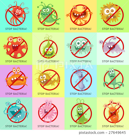 Stop Bacteria Cartoon Vector Illustration No Virus - Stock Illustration ...
