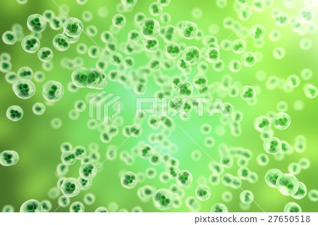 Human cells or animal on green background. Life - Stock Illustration ...