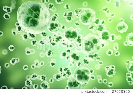 Human cells or animal on green background. Life - Stock Illustration ...