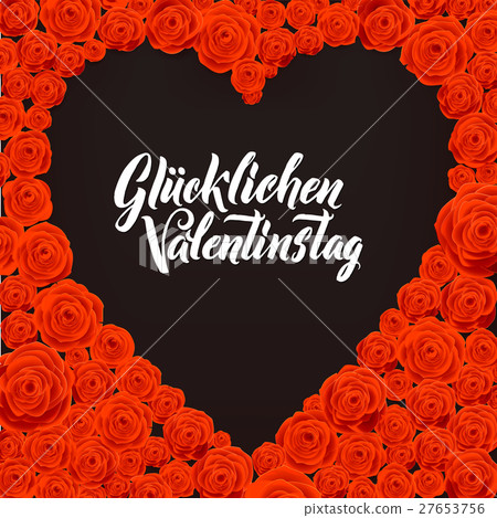 Happy Valentines Day German Language Card. Black-插圖素材 [27653756] - PIXTA圖庫