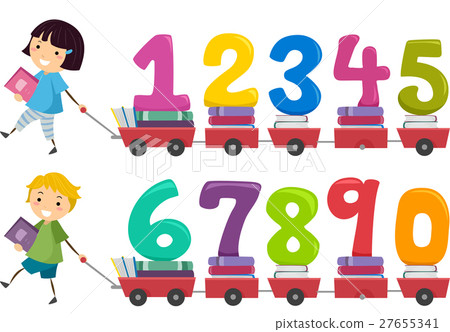 Stickman Kids Numbers Books Cart - Stock Illustration [27655341] - PIXTA