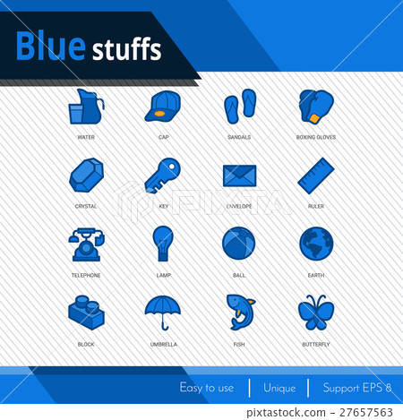 Blue stuffs vector icons set. - Stock Illustration [27657563] - PIXTA