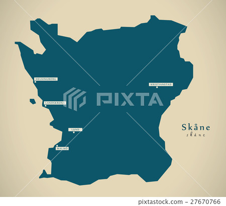 Modern Map - Skane Sweden SE illustration - Stock Illustration ...
