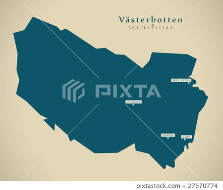 Modern Map - Vasterbotten Sweden SE illustration - Stock Illustration ...