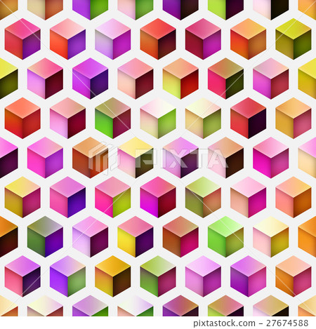 Gradient Cubes Tiling. Seamless Multicolor Pattern - Stock Illustration ...