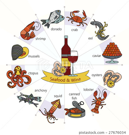 Seafood infographic. Vector. - Stock Illustration [27676034] - PIXTA