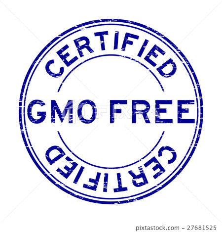 Grunge blue GMO free certified round rubber stamp - Stock Illustration [27681525] - PIXTA